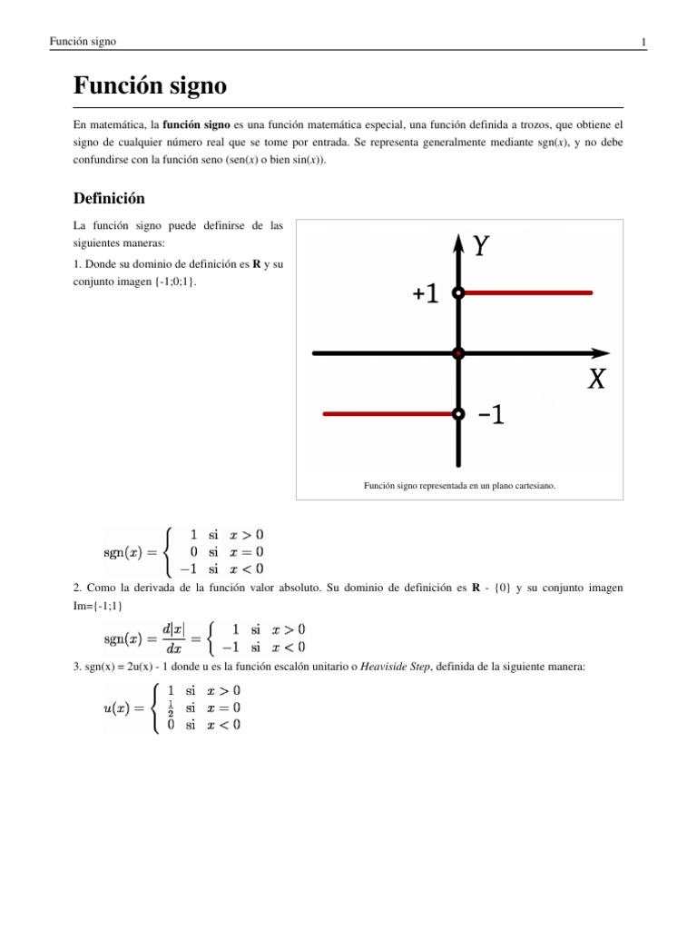 Función Signo: Definición y Propiedades | PDF | Métodos y materiales de ...