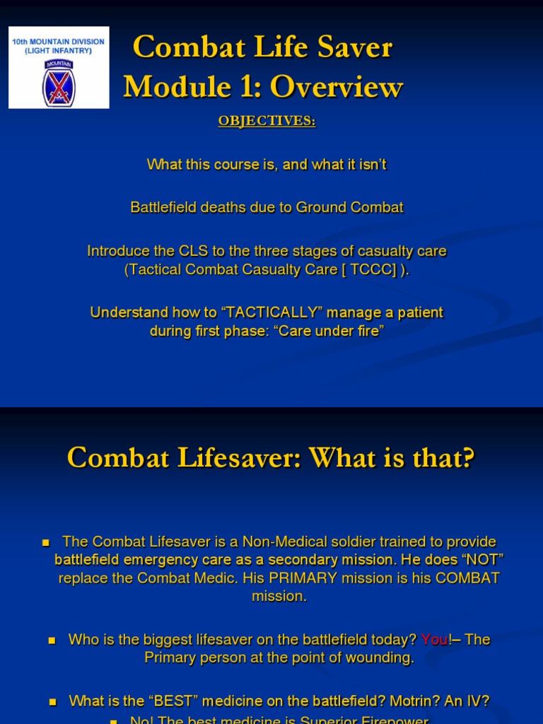 Combat Life Saver Module 1: Overview | Military | Health Care