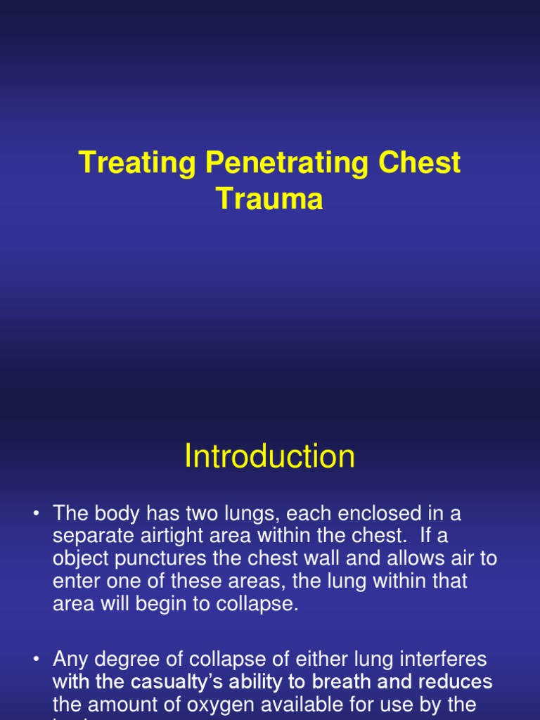 Lesson 4 Treating Penetrating Chest Trauma | PDF | Thorax | Medicine