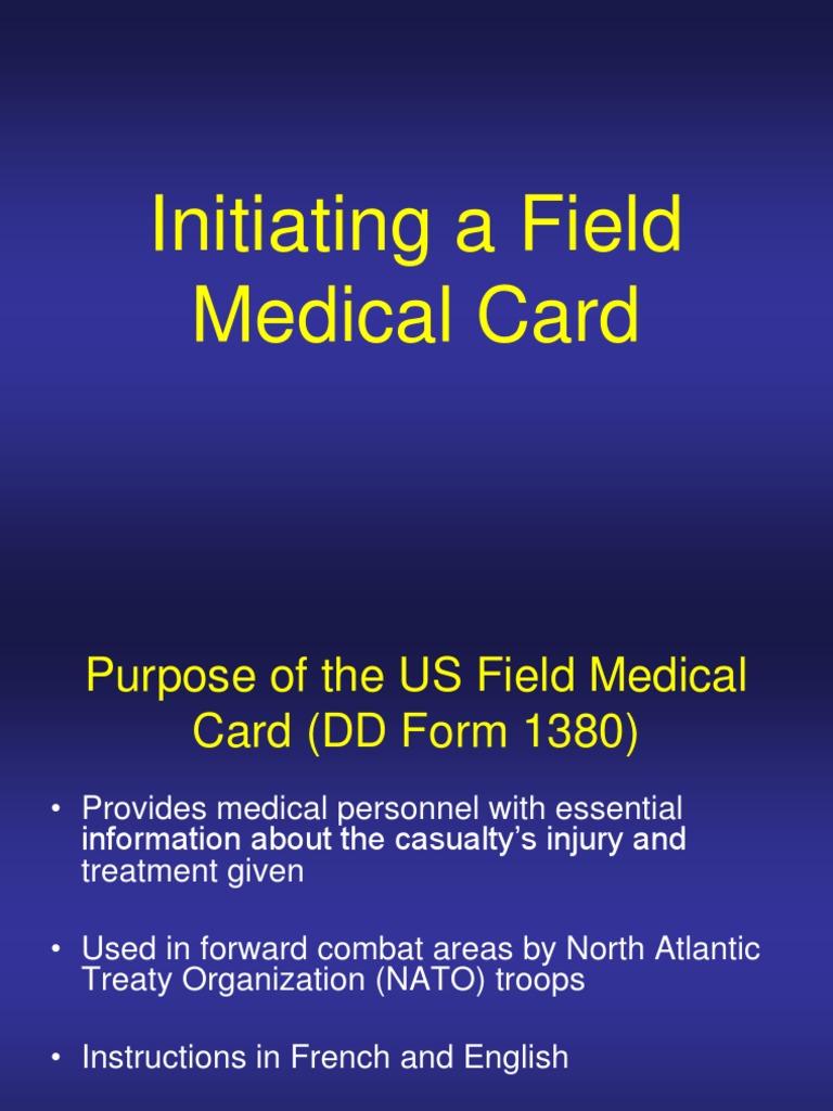 Lesson 7 Initiating A Field Medical Card | PDF | Casualty (Person ...