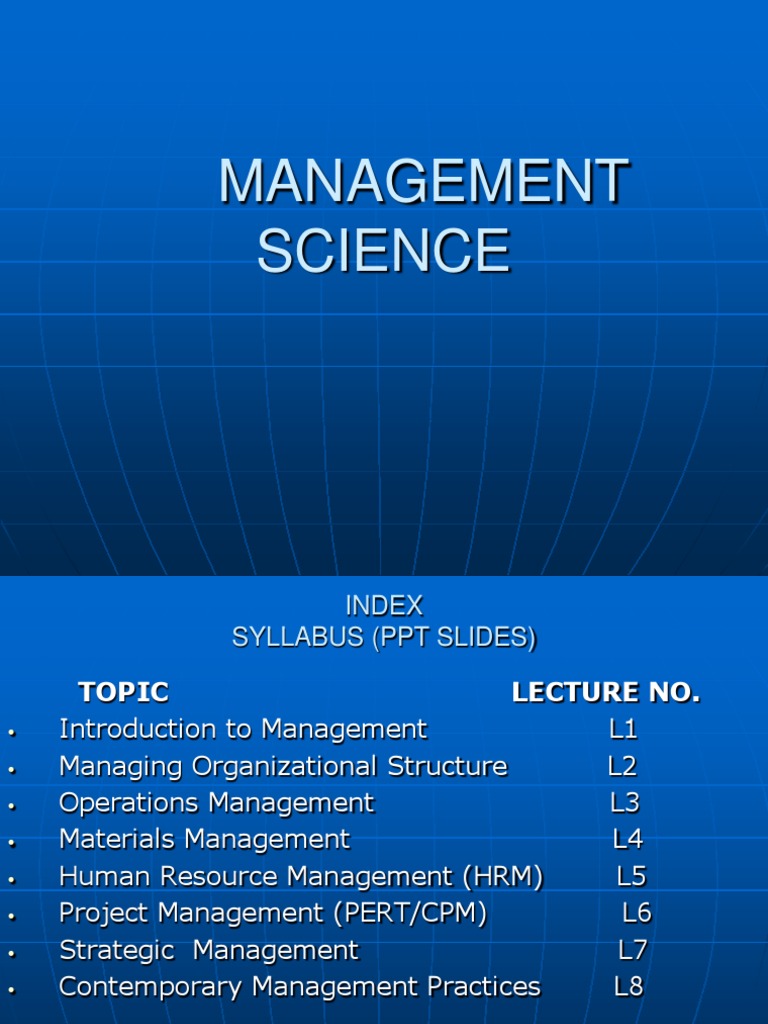 Chapter1 Management Science | PDF | Goal | Systems Science