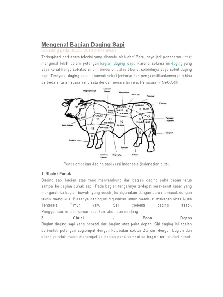 Mengenal Bagian Daging Sapi | PDF