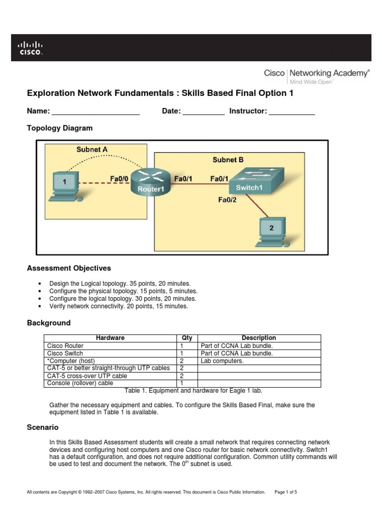 CCNA 1 Skills Final-With-Answers | PDF | Ip Address | Computer Network