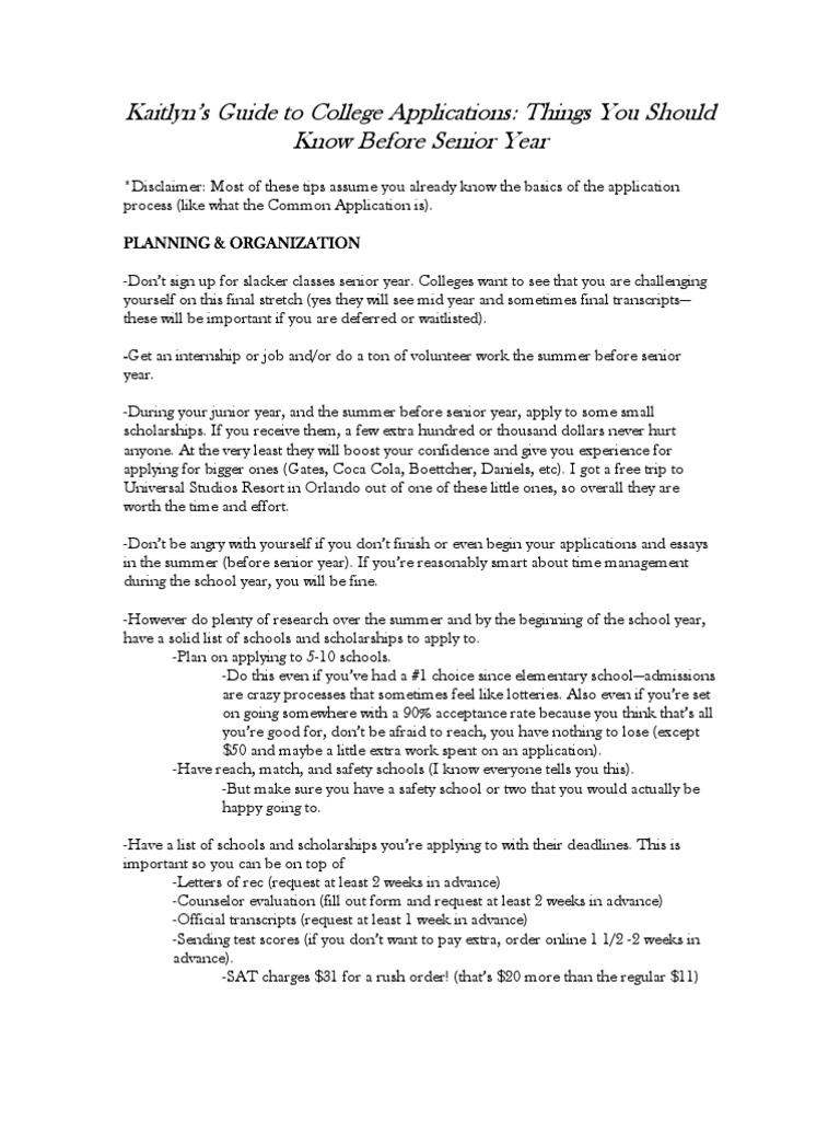 College Application Tips for Seniors | PDF | Sat | Essays