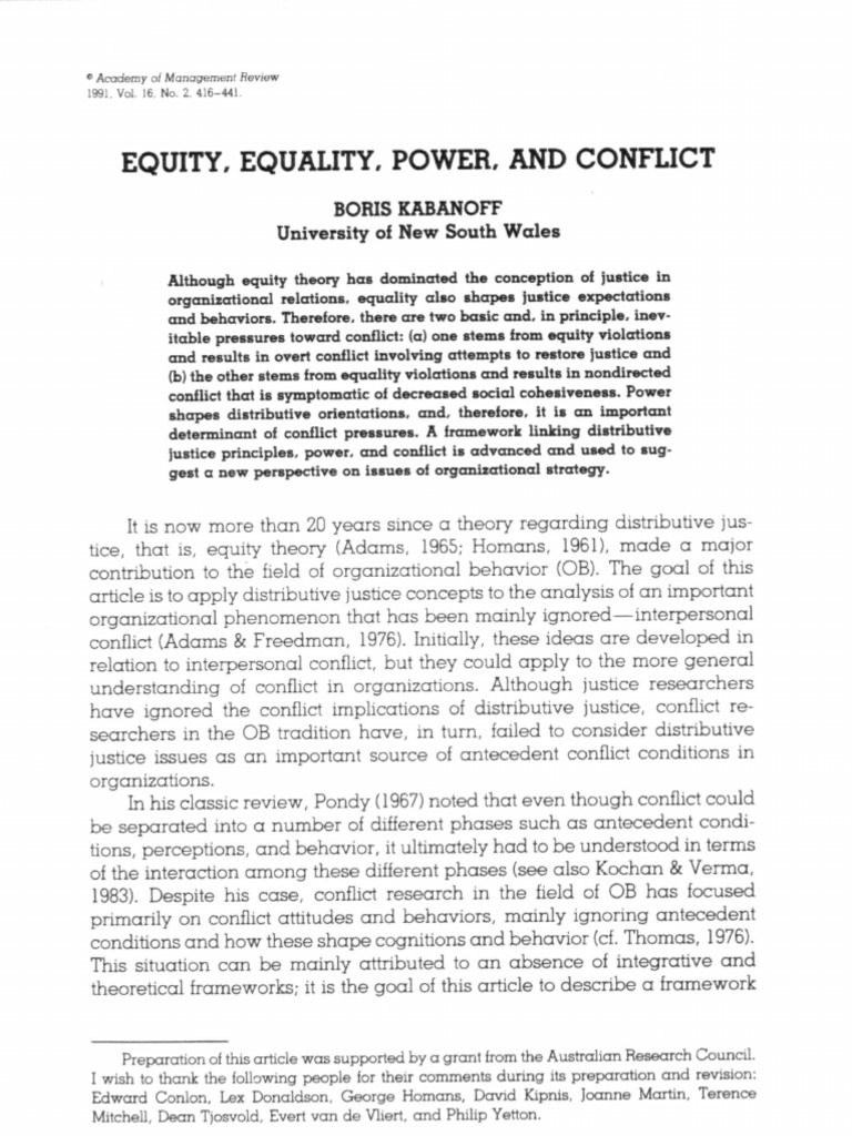 Equity, Equality, Power and Conflict | PDF | Group Cohesiveness ...
