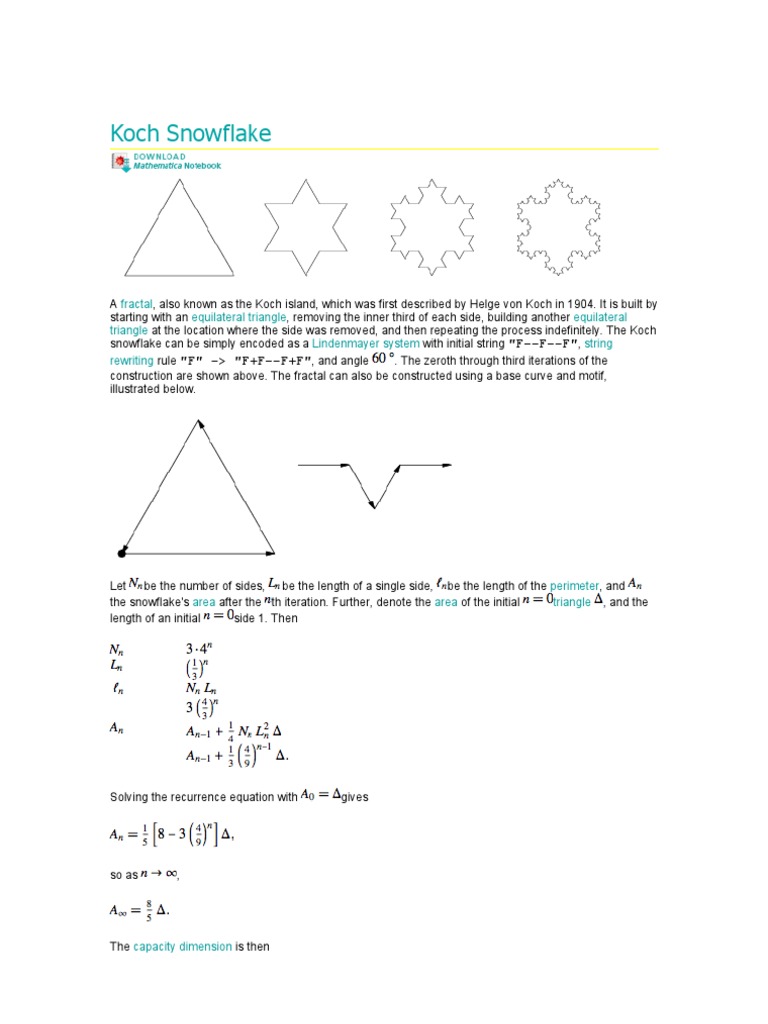Koch Snowflake: "F - F - F" "F" - "F+F - F+F" | PDF | Geometry ...