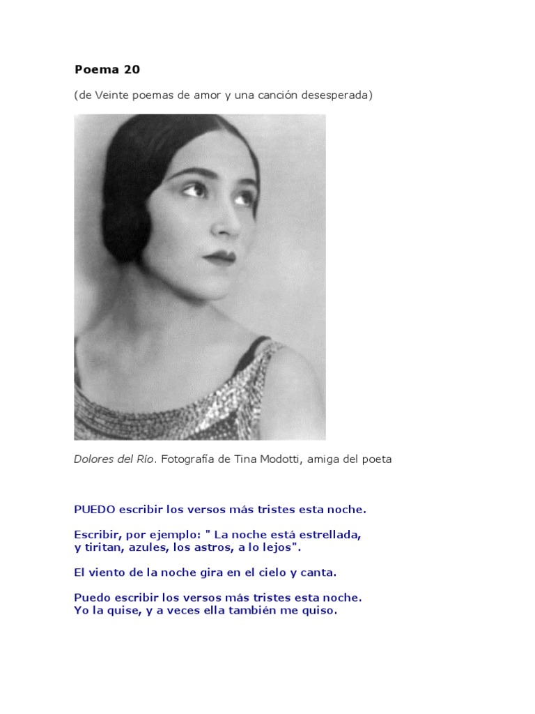 Poema 20 Pablo Neruda | PDF