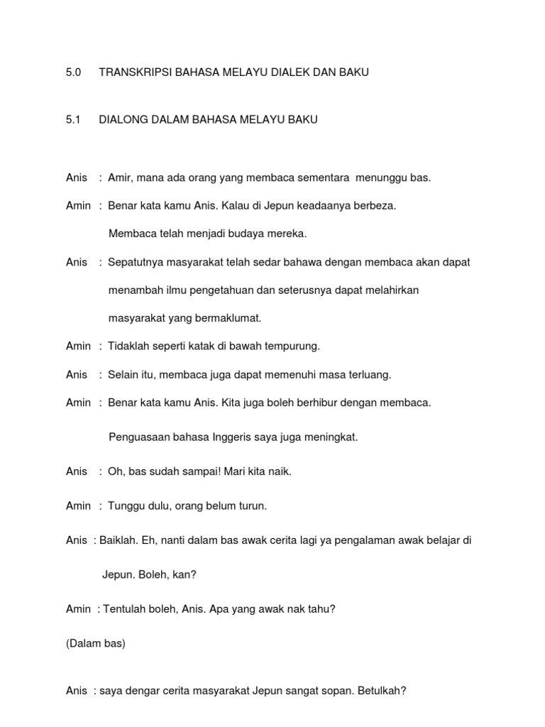 Dialog Bahasa Baku | PDF