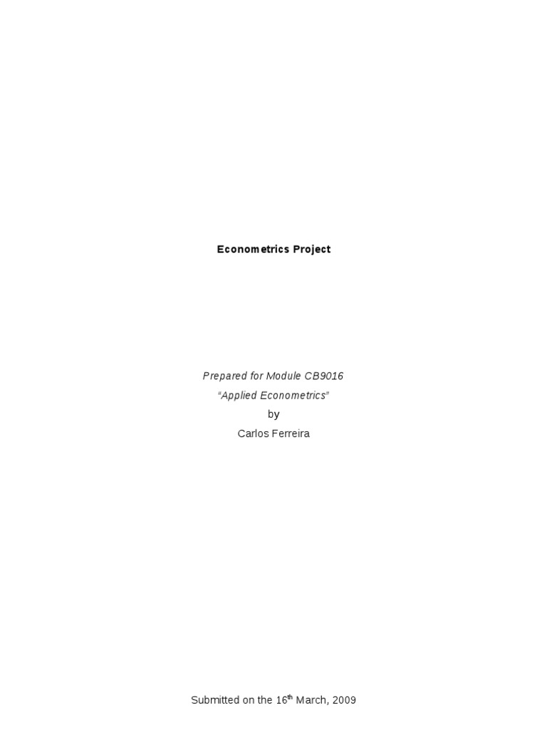 Econometrics Project Pdf Coefficient Of Determination Errors And
