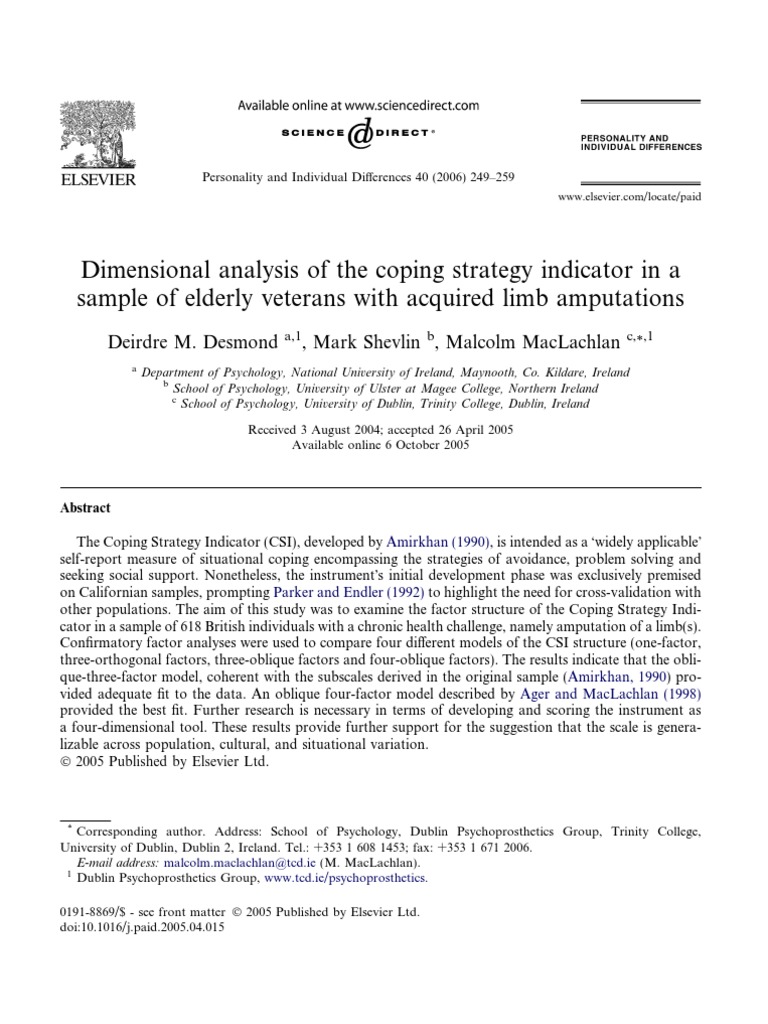 Análisis Dimensional Coping Strategy Indicator (CSI) | PDF | Psychology | Behavioural Sciences