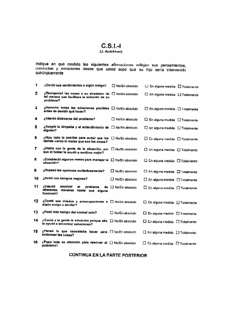 Cuestionario Coping Strategy Indicator (CSI-I) | PDF