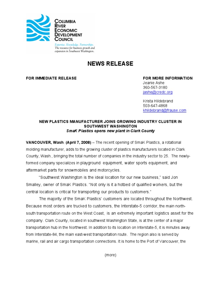 SmaK Plastics Opens in Clark County | PDF | Transport