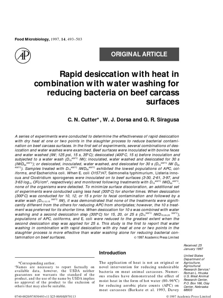 Rapid Desiccation With Heat in Combination With Water Washing For ...