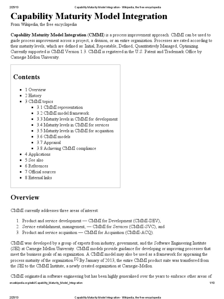 Capability Maturity Model Integration - Wikipedia, The Free ...
