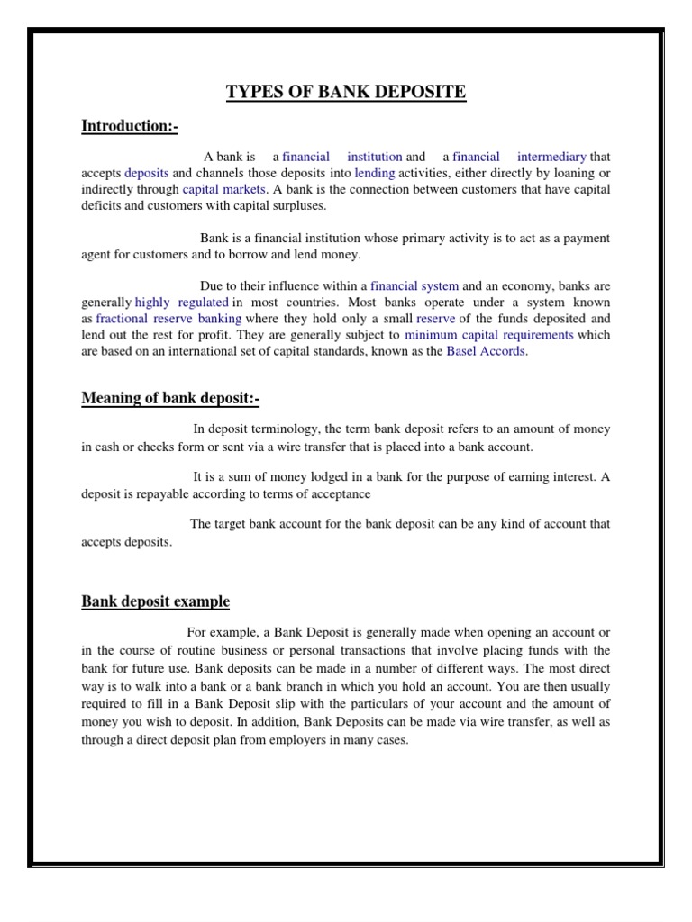 Types of Bank Deposite | PDF | Transaction Account | Deposit Account