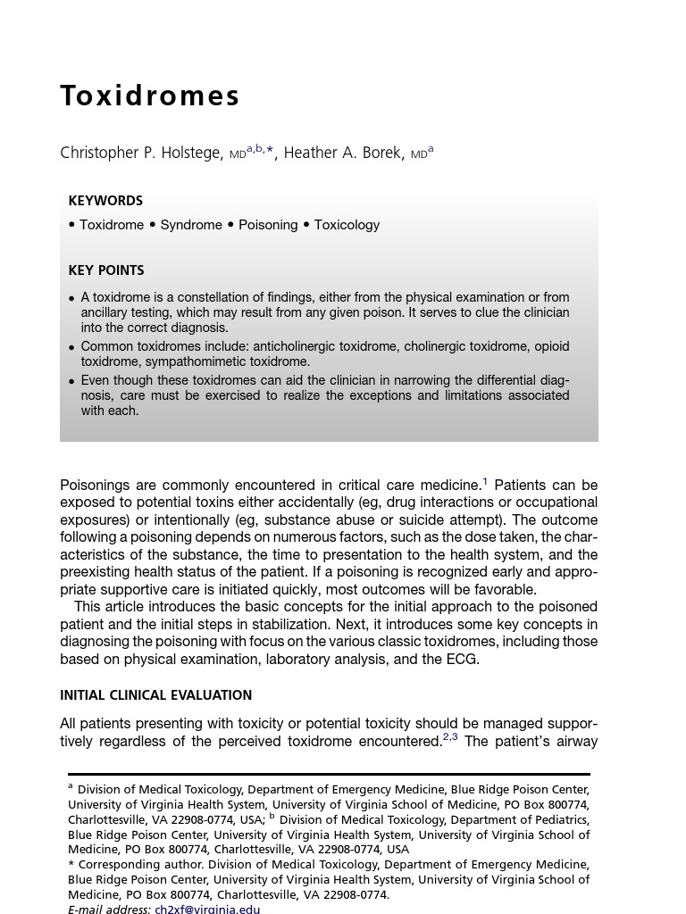 Toxidrome S | PDF | Acetylcholine | Opioid