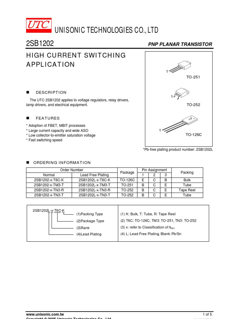 B1202 Transistor | PDF | Bipolar Junction Transistor | Transistor