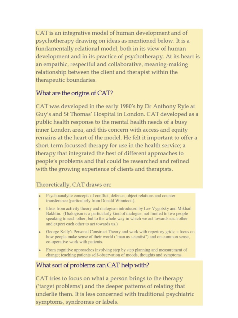 Cat | PDF | Cognitive Behavioral Therapy | Psychotherapy