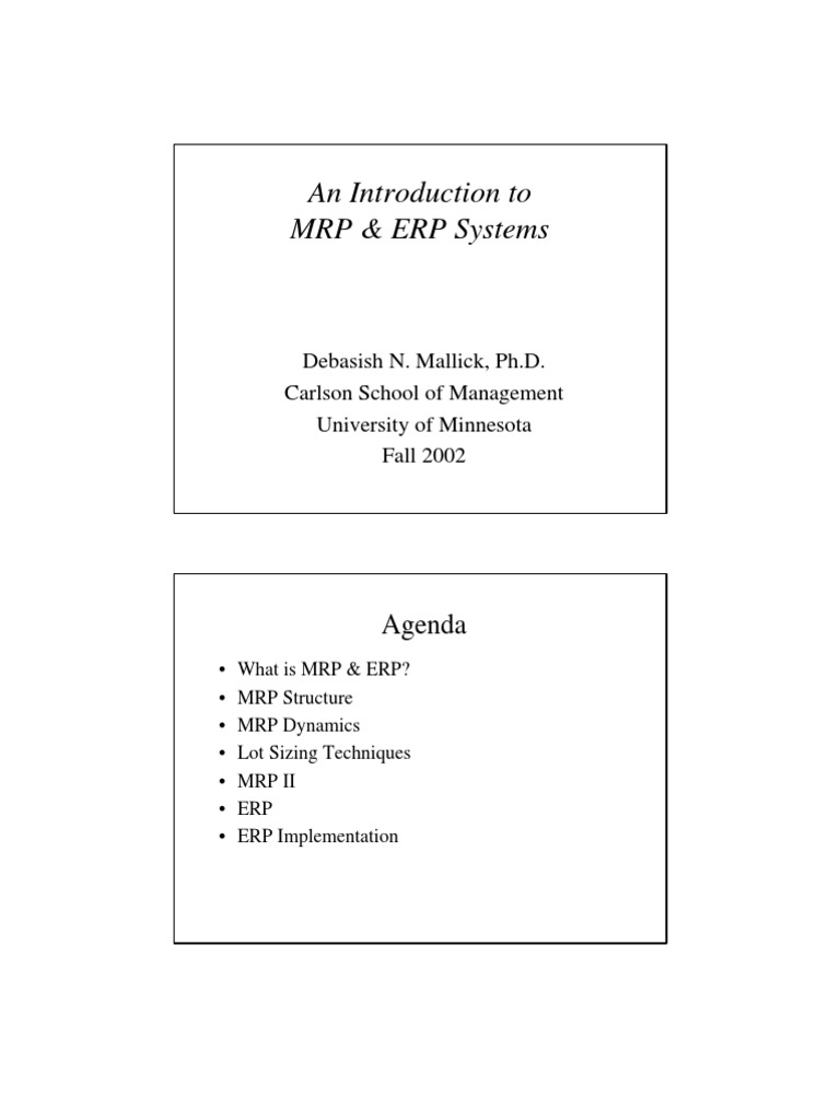 MRP & ERP Introduction | PDF | Enterprise Resource Planning ...