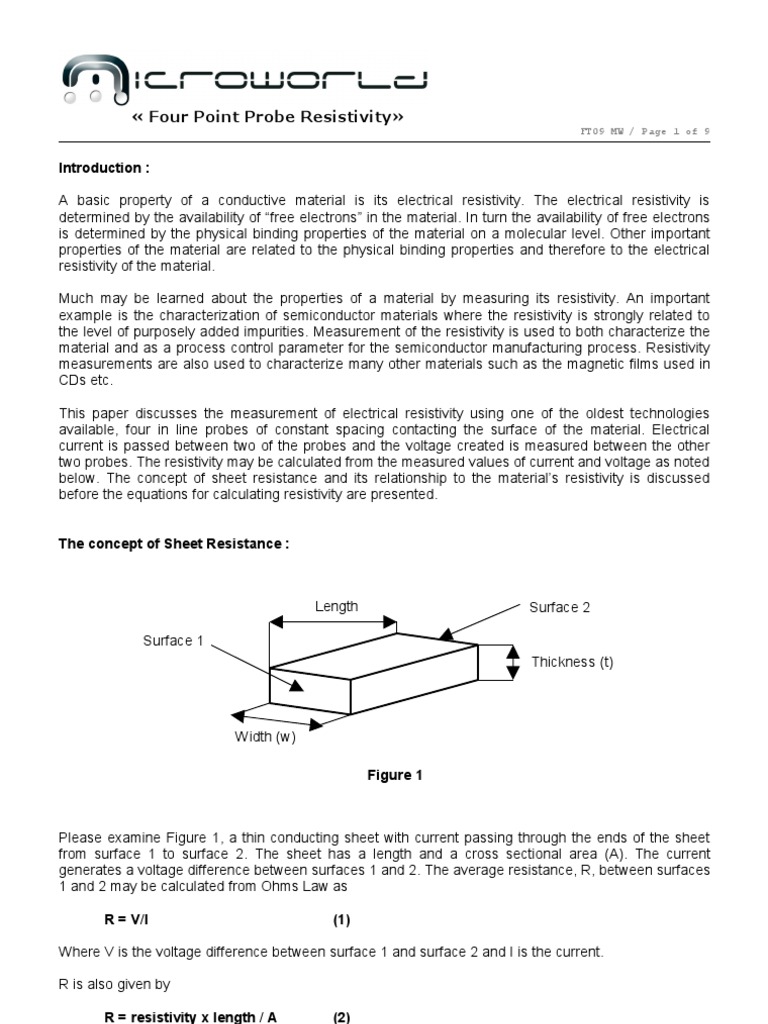 4PP Resistivity | PDF | Electrical Resistivity And Conductivity ...