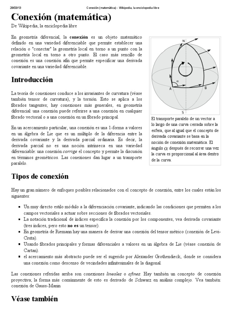 Conexión (Matemática) - Wikipedia, La Enciclopedia Libre | PDF ...