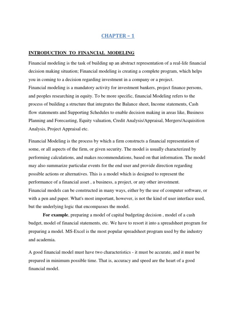 Project On Financial Modeling | PDF | Financial Modeling | Mergers And ...