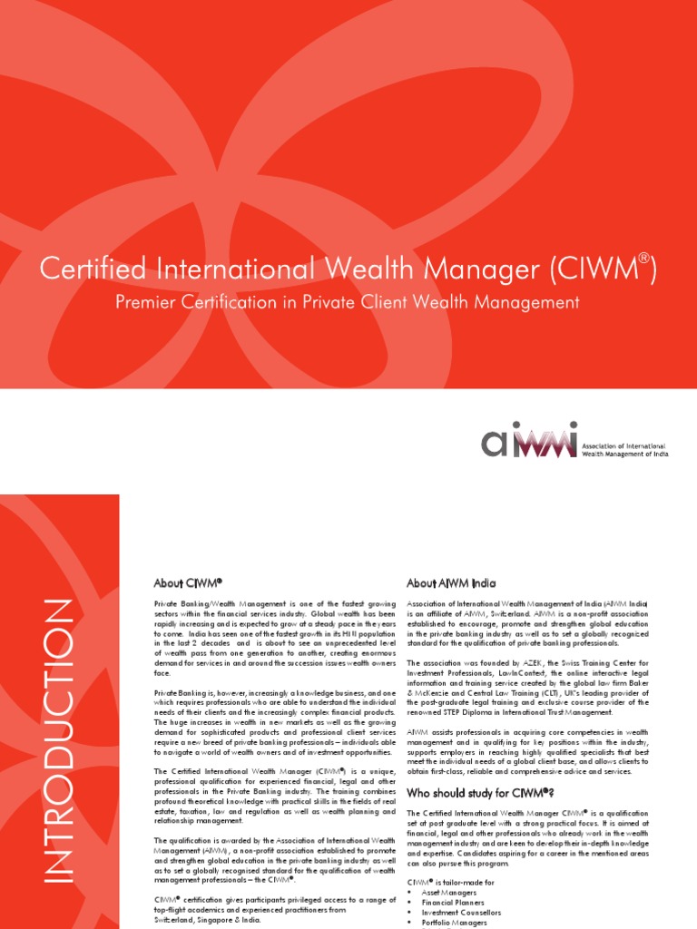 Certified International Wealth Manager (CIWM) | PDF | Wealth Management ...