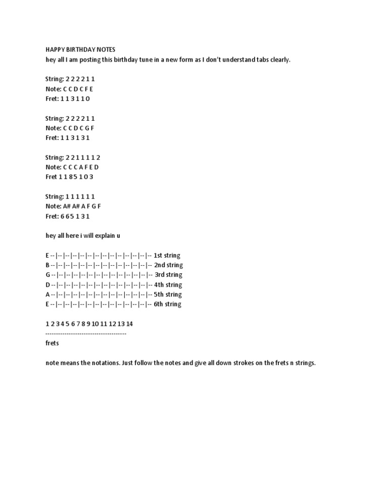 Happy Birthday Guitar Notes Guide | PDF