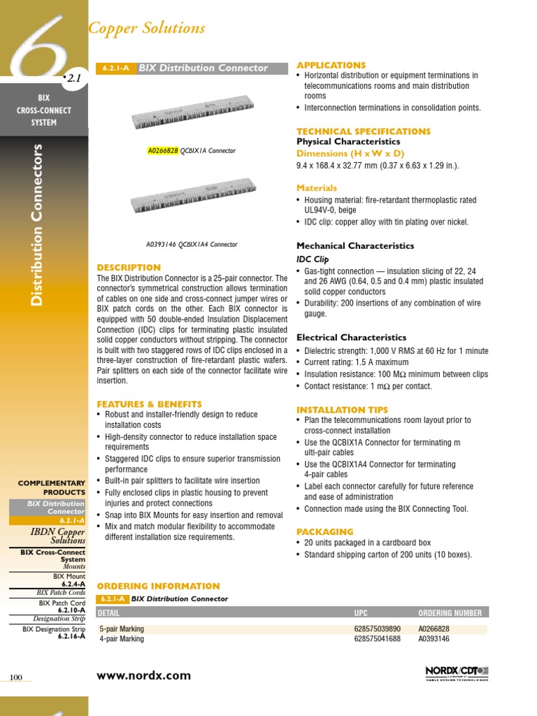 BIX Mount and Connector | PDF | Electrical Connector | Insulator ...
