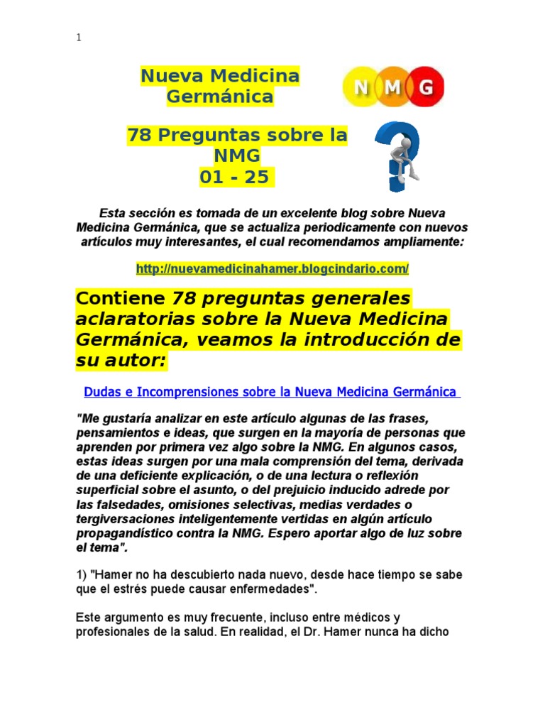 Nueva Medicina Germ Nica 78 Preguntas | PDF | Cáncer | Depresión (estado de ánimo)