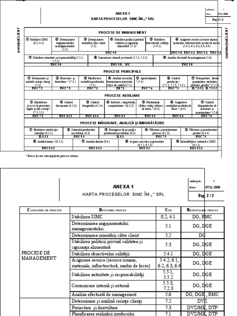 Anexa 1 Harta Proceselor | PDF