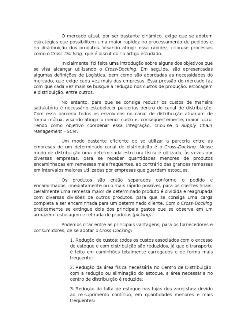 Estratégias de Cross-Docking e SCM | PDF | Cadeia de suprimentos | Indústrias