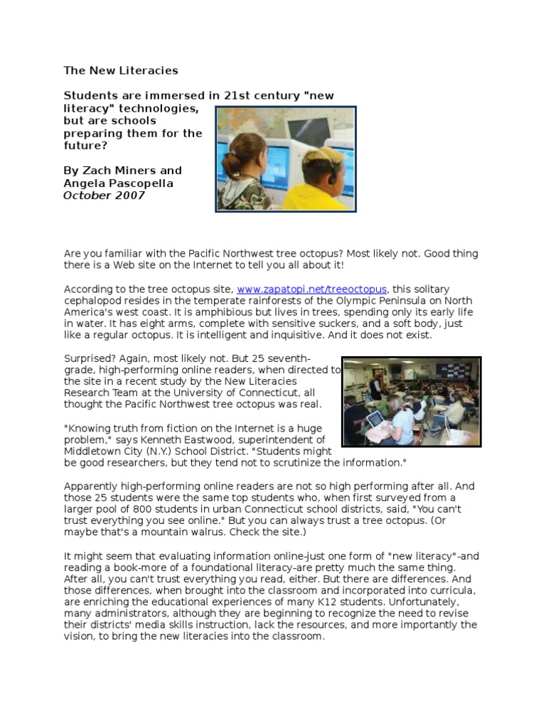 The New Literacies Students Are Immersed in 21st Century | PDF ...