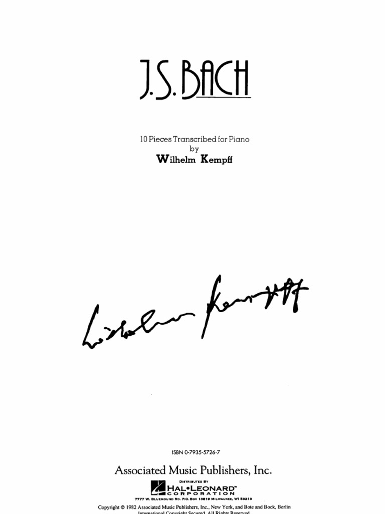 Kempff-Bach - 10 Piano Transcriptions | PDF