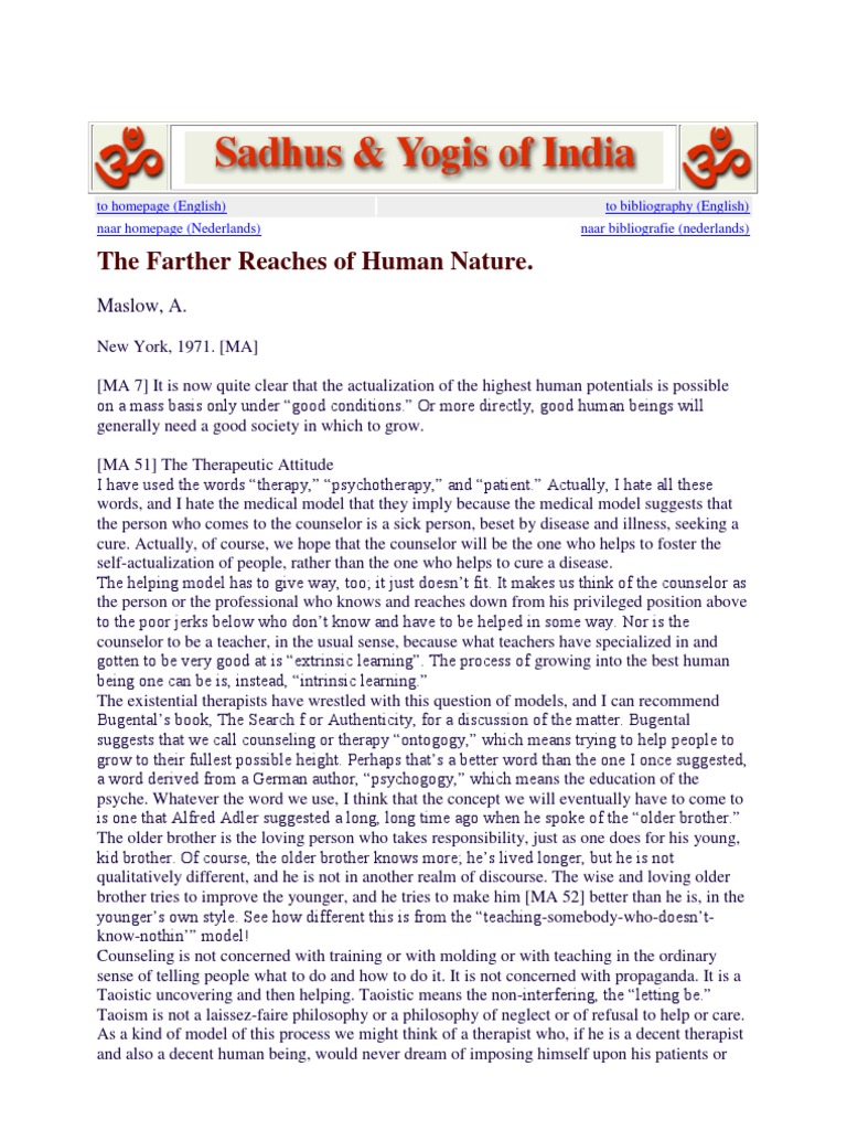 The Farther Reaches of Human Nature | PDF | Psychotherapy | Motivation