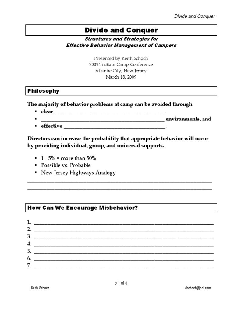 Divide and Conquer Outline | PDF | Behavior