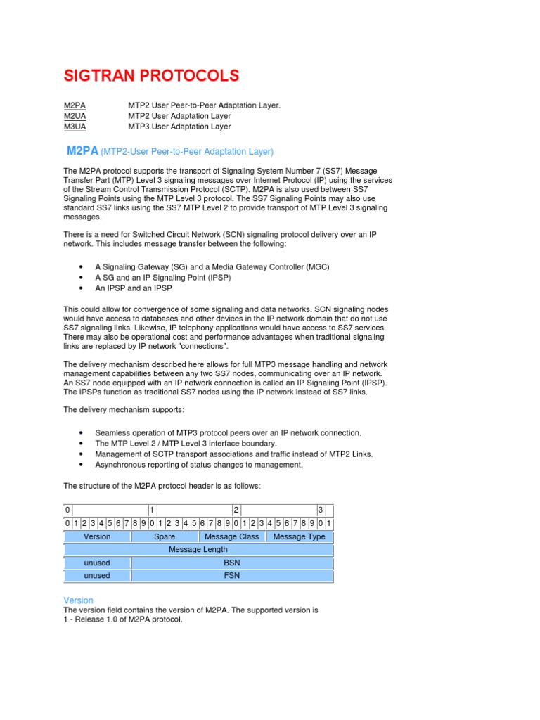 Sigtran Protocols-M3ua M2pa | PDF | Transmission Control Protocol | Computer Network