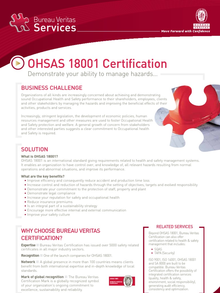 OHSAS 18001 Certification Demonstrate Hazards | PDF | Occupational Safety And Health | Safety