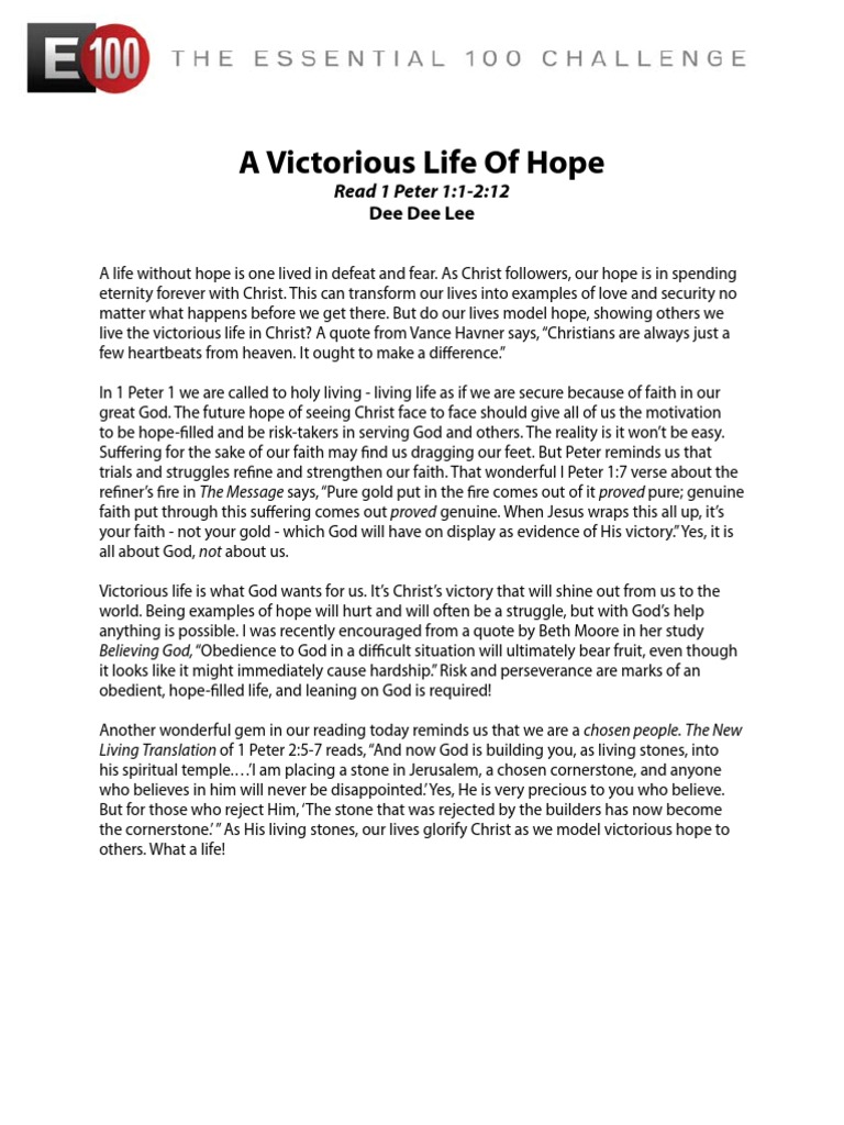 Living Hope: A Victorious Life in Christ | PDF | Jesus | God