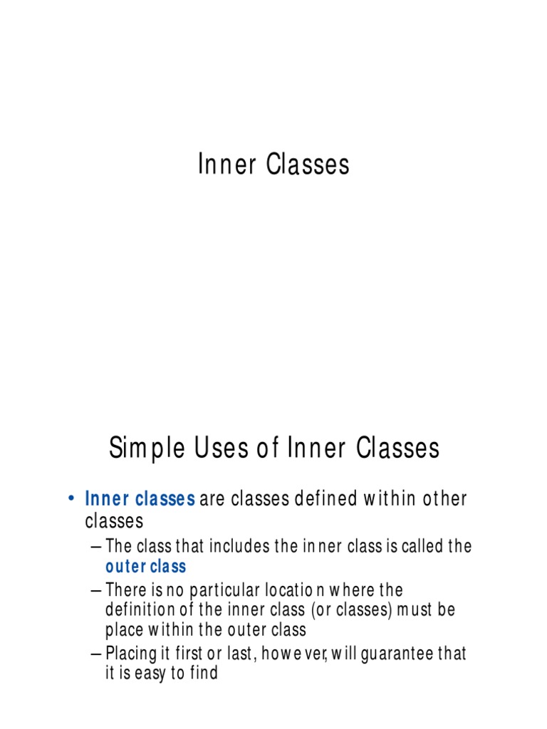 Lec 13 Inner Classes Pdf Class Computer Programming Method 8904
