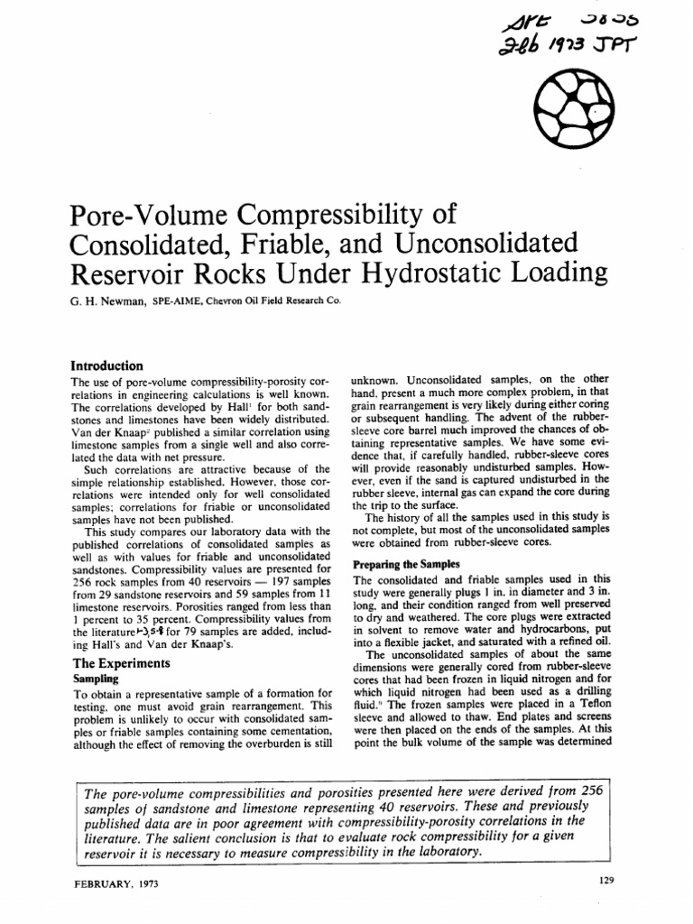 Pore-Volume Compressibility of Consolidated, Friable, and ...