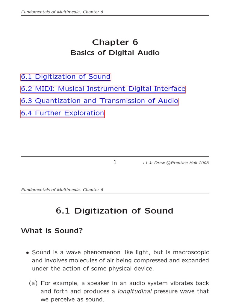 Chapter 06 - Basics of Digital Audio | PDF | Sampling (Signal Processing) | Signal To Noise Ratio
