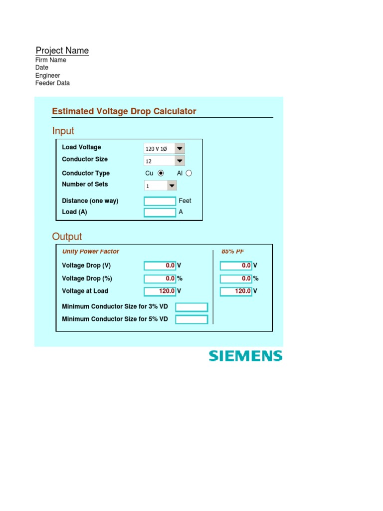Voltage Drop Calculator Excel