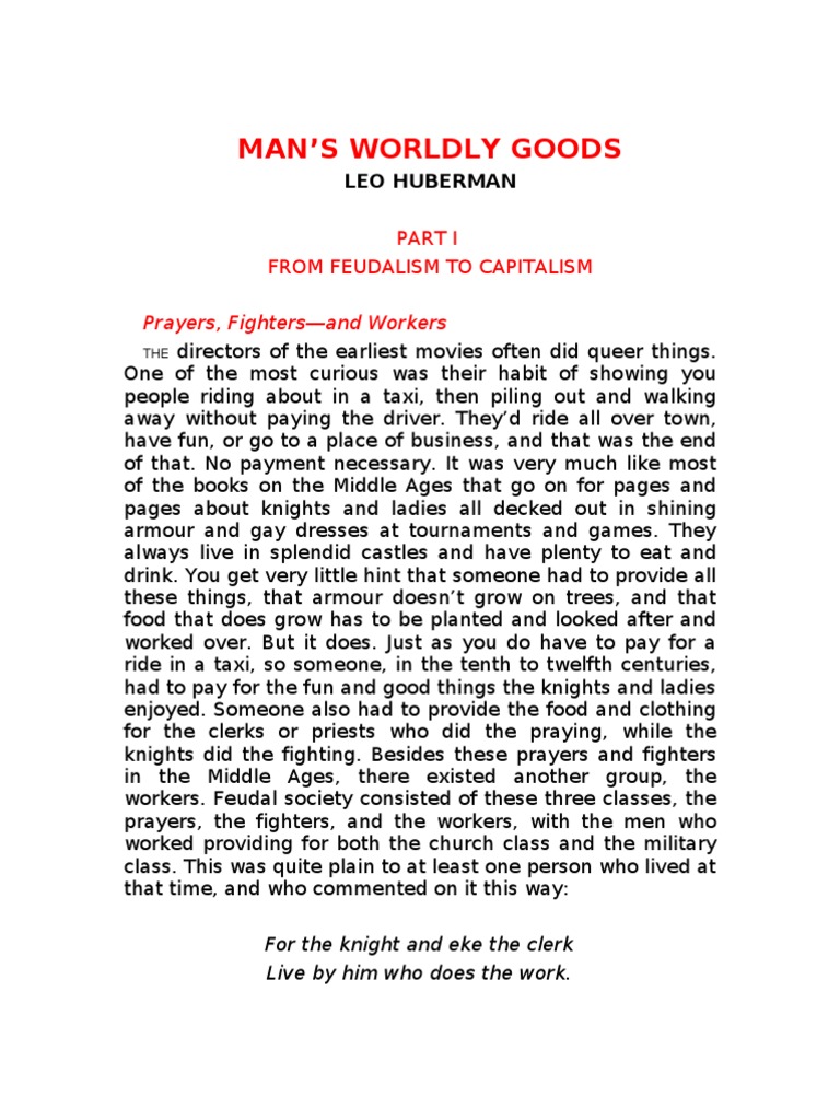 Mans Wordly Goods | PDF | Serfdom | Middle Ages