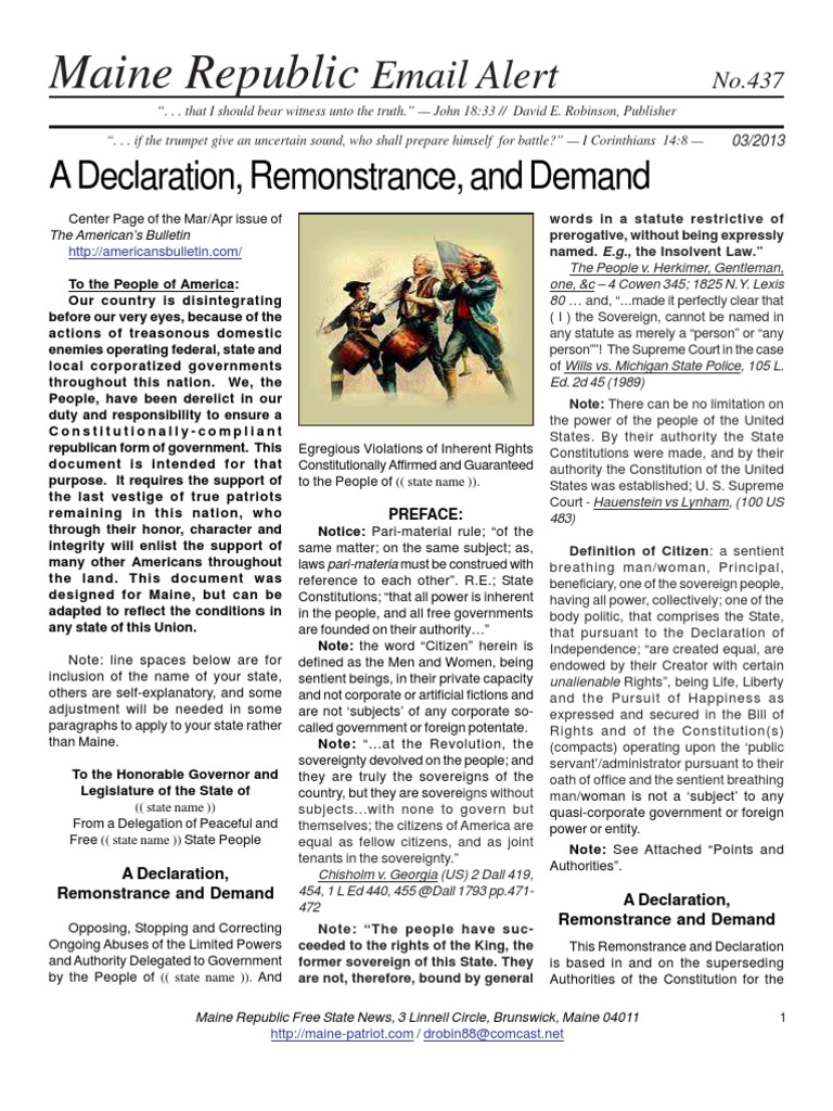 437 - A Declaration, Remonstrance, and Demand | PDF | United States ...