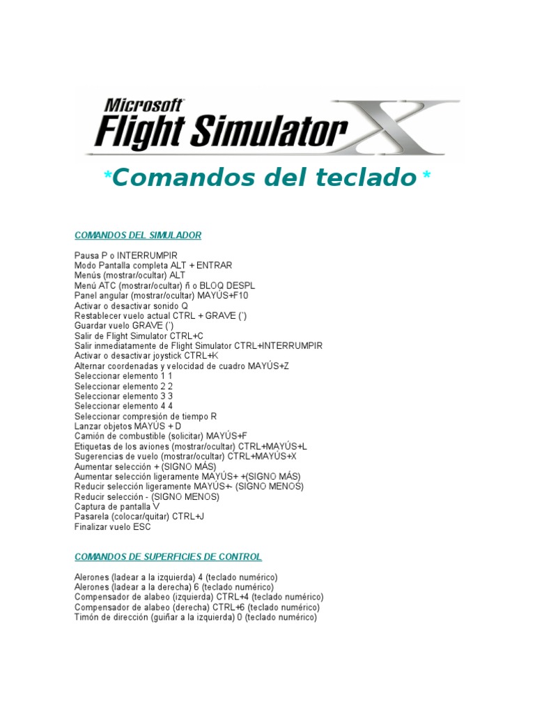 Comandos Del Teclado Flight SimulatorX | PDF | Helicóptero ...