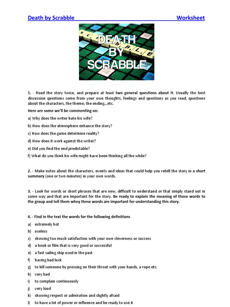 Reading Circle - Death by Scrabble | PDF | Language Arts & Discipline ...