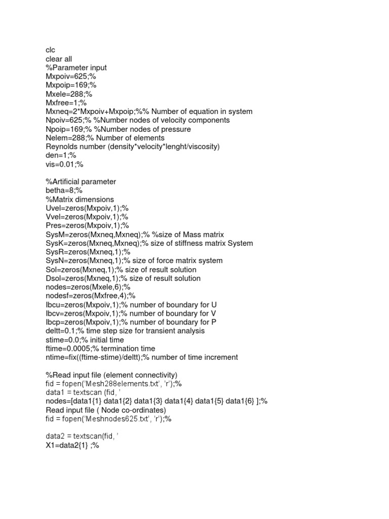 Navier Stokes Fem Matlab | PDF | Navier–Stokes Equations | Finite ...