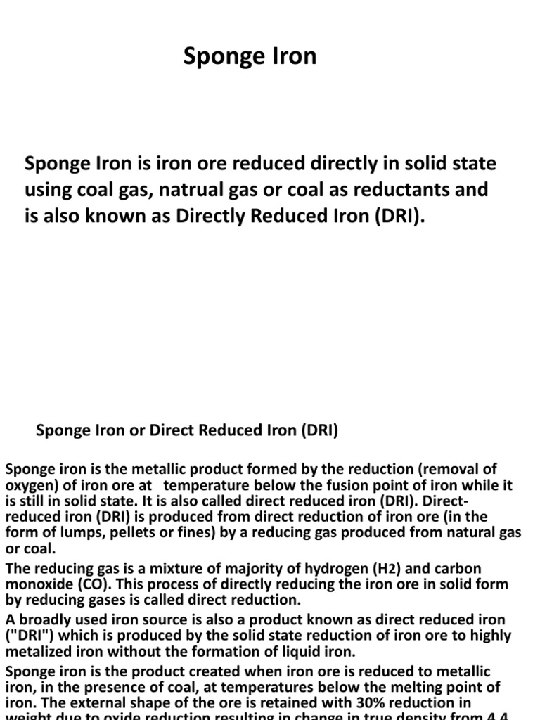 Sponge Iron | PDF | Iron | Steelmaking