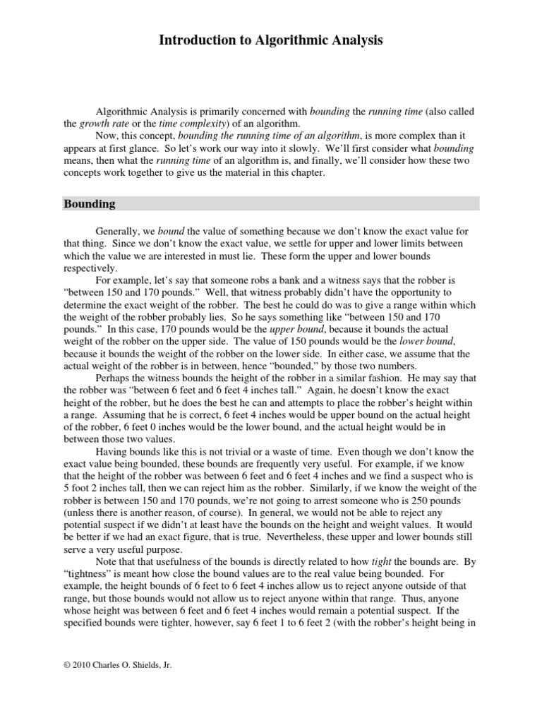Introduction To Algorithmic Analysis Pdf Time Complexity Computational Complexity Theory